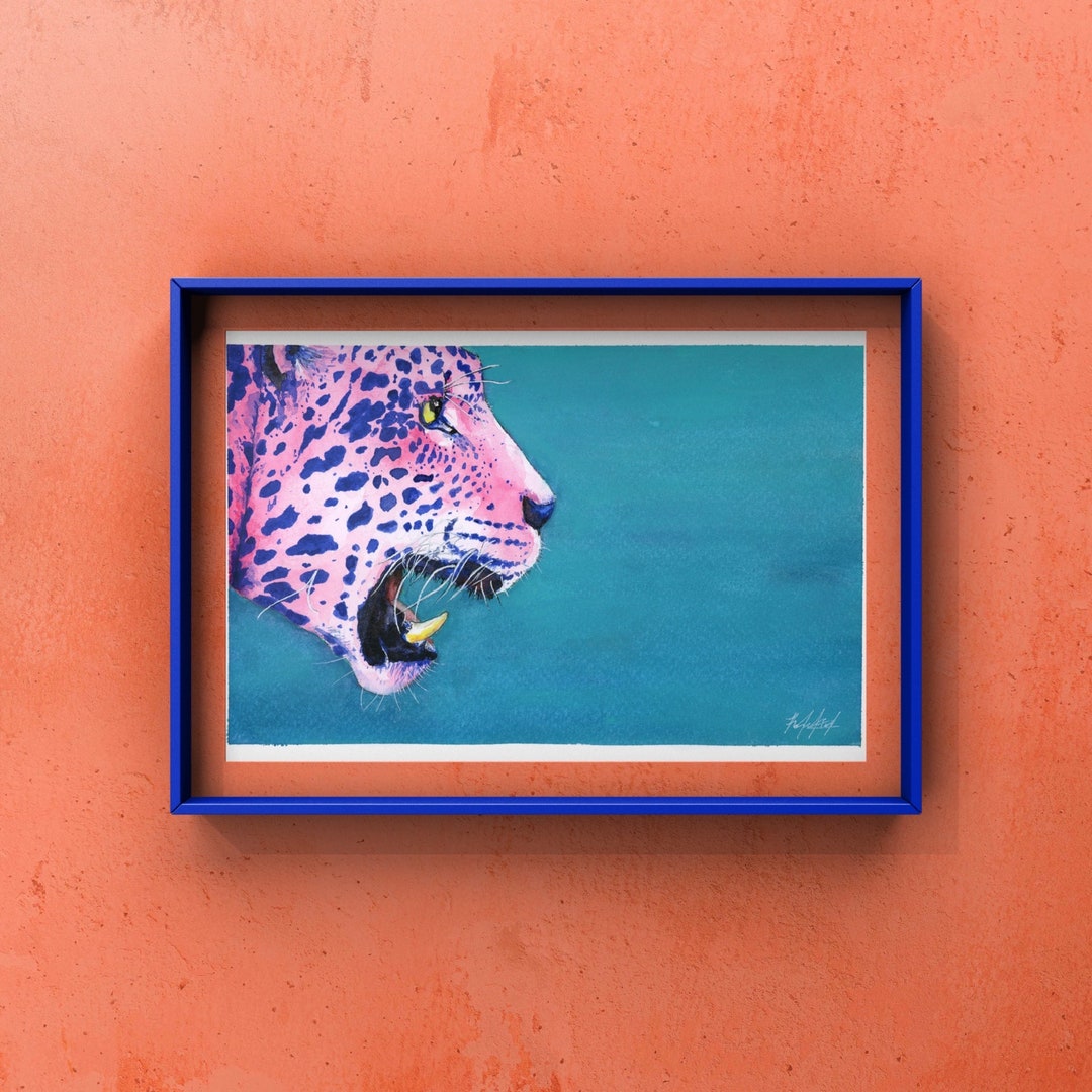 Pink Jaguar Art Print, Jaguar Poster, Giclée Print, Fine Art Print, Big ...