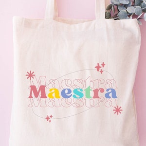Maestra Canvas Tote Bag, Dual Language Teacher Bag, Spanish Teacher ...