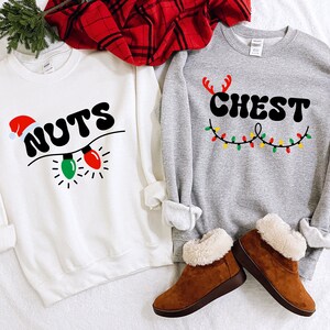 Chest and Nuts Sweatshirt, Couples Christmas Sweatshirt, Matching ...