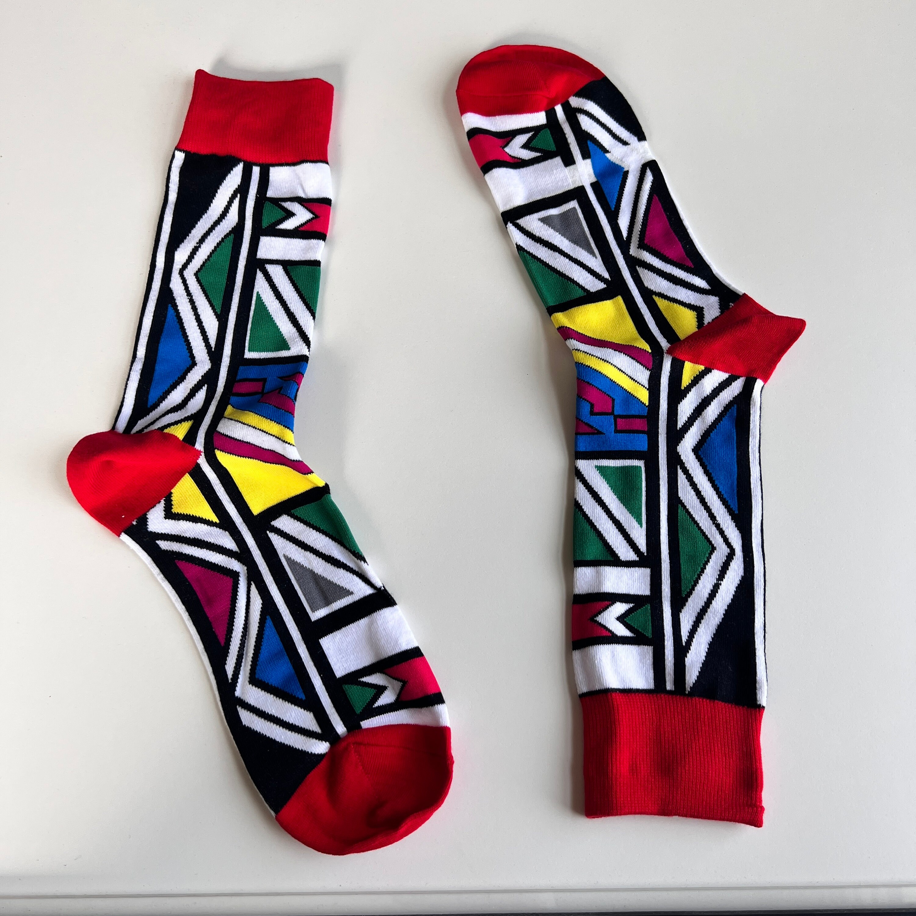 Red and White Ndebele Tribe Inspired African Print Socks Unique and ...
