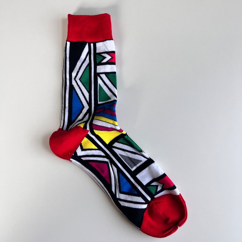 Red and White Ndebele Tribe Inspired African Print Socks Unique and ...
