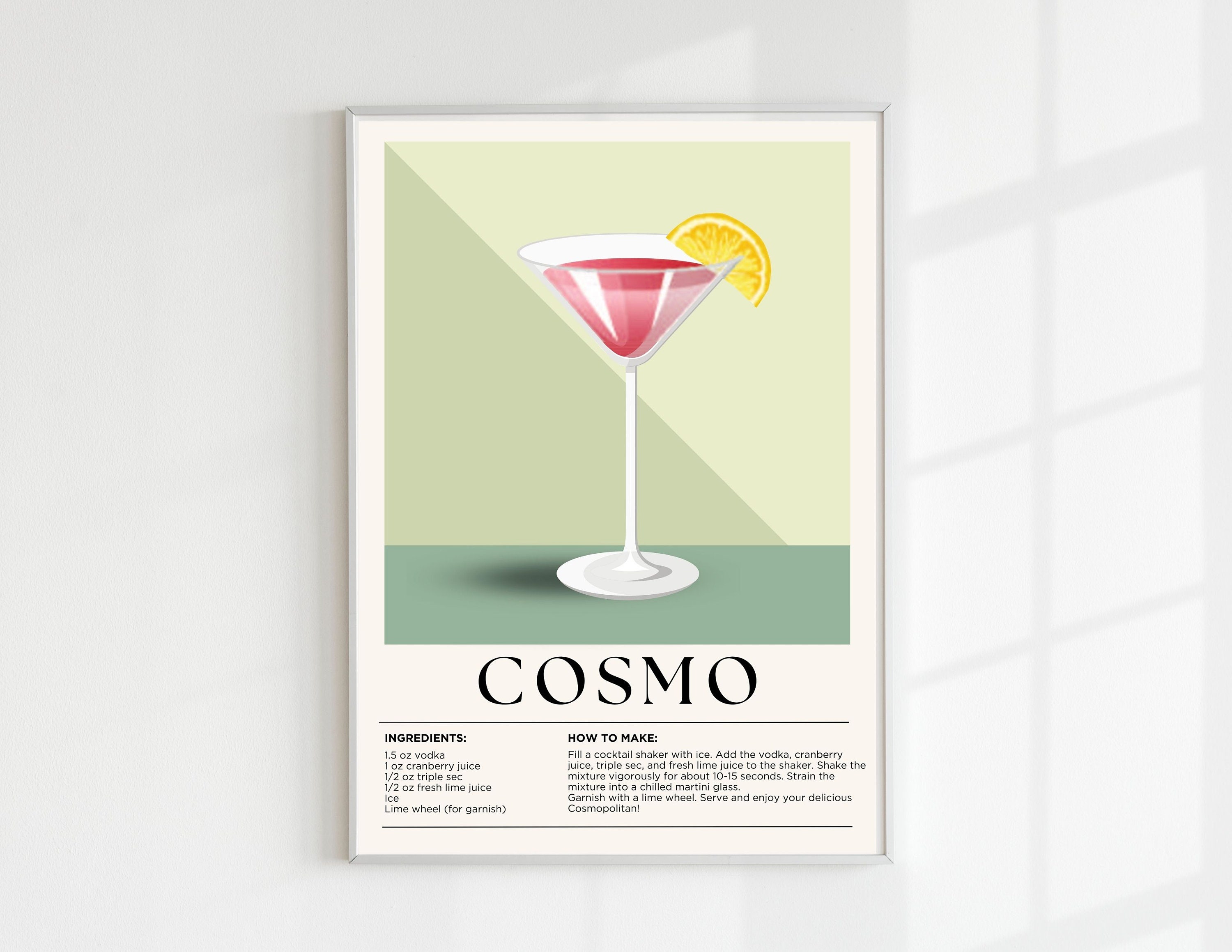 Cosmo Drink Print Vintage Cocktail Wall Art Instant Download Mixology ...