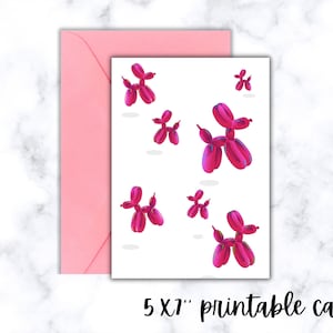 Animal Balloon Happy Birthday Greeting Card Printable 5 X - Etsy