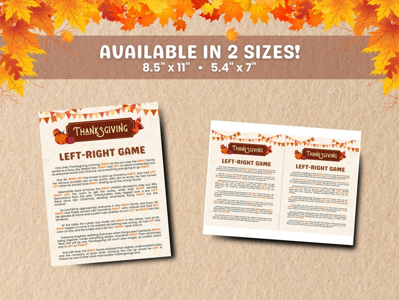 Thanksgiving Left Right Game, Thanksgiving Games, Friendsgiving Games ...