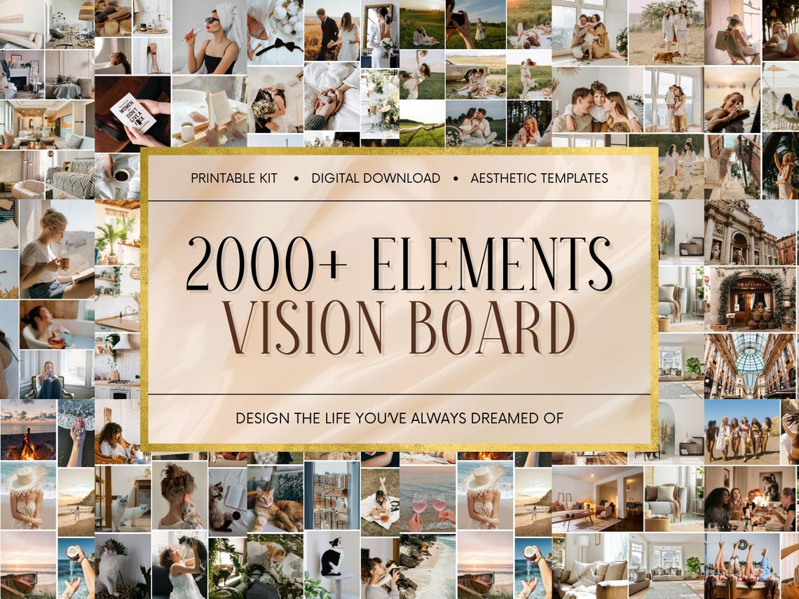 2025 Vision Board, Vision Board Printables, Dream Board Mood Board for ...