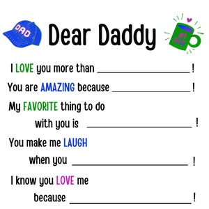 Dear Daddy Printable / Father's Day Gift / Digital Download / Father's ...