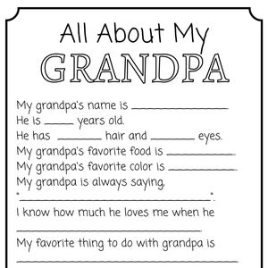 All About Grandpa Printable / Father's Day Gift / Father's Day ...