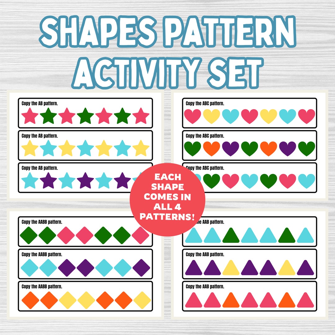 Patterning Shapes Activity Set - Printable Patterns - Early Learning ...