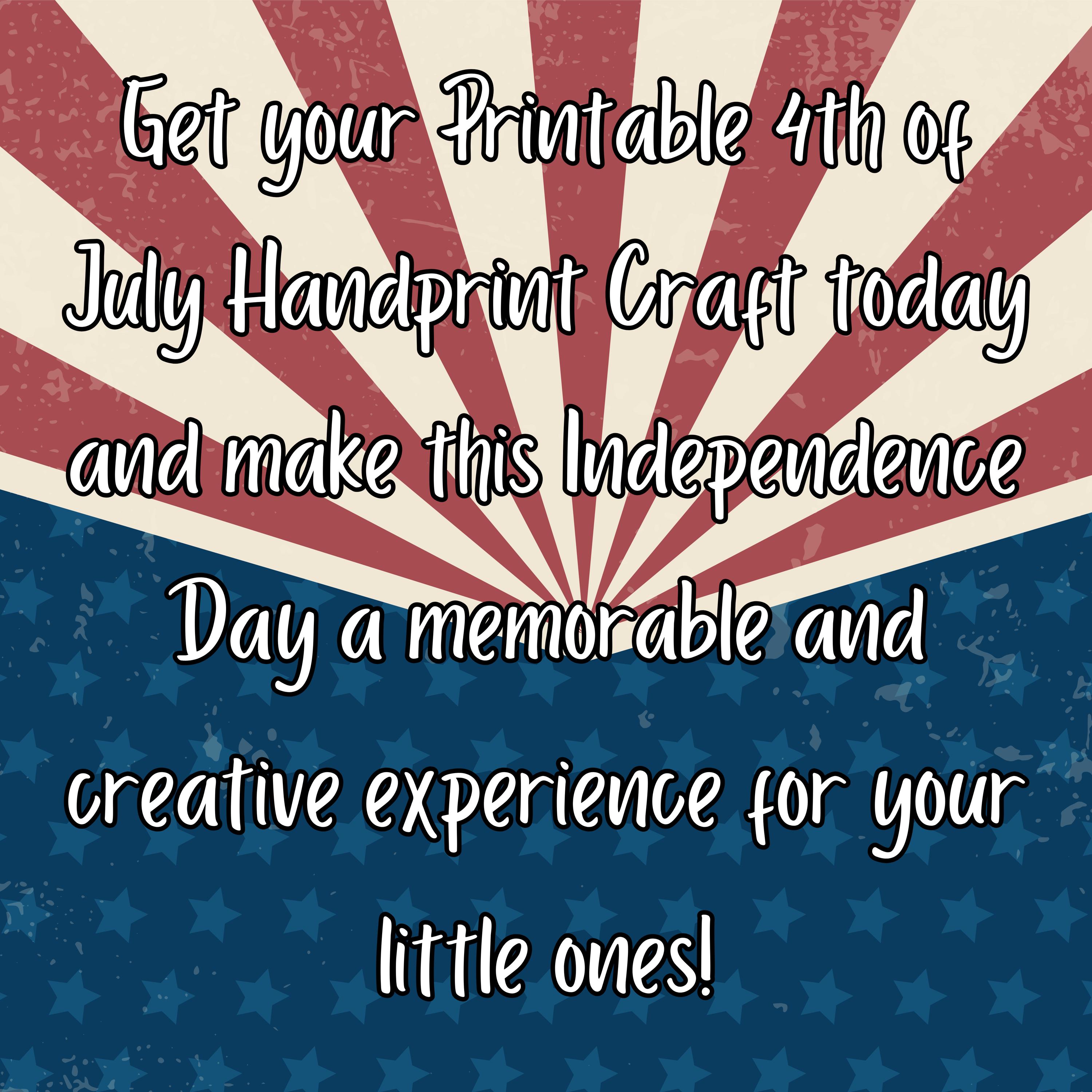 4th of July Handprint Craft: Kids Patriotic DIY Art (instant Download ...
