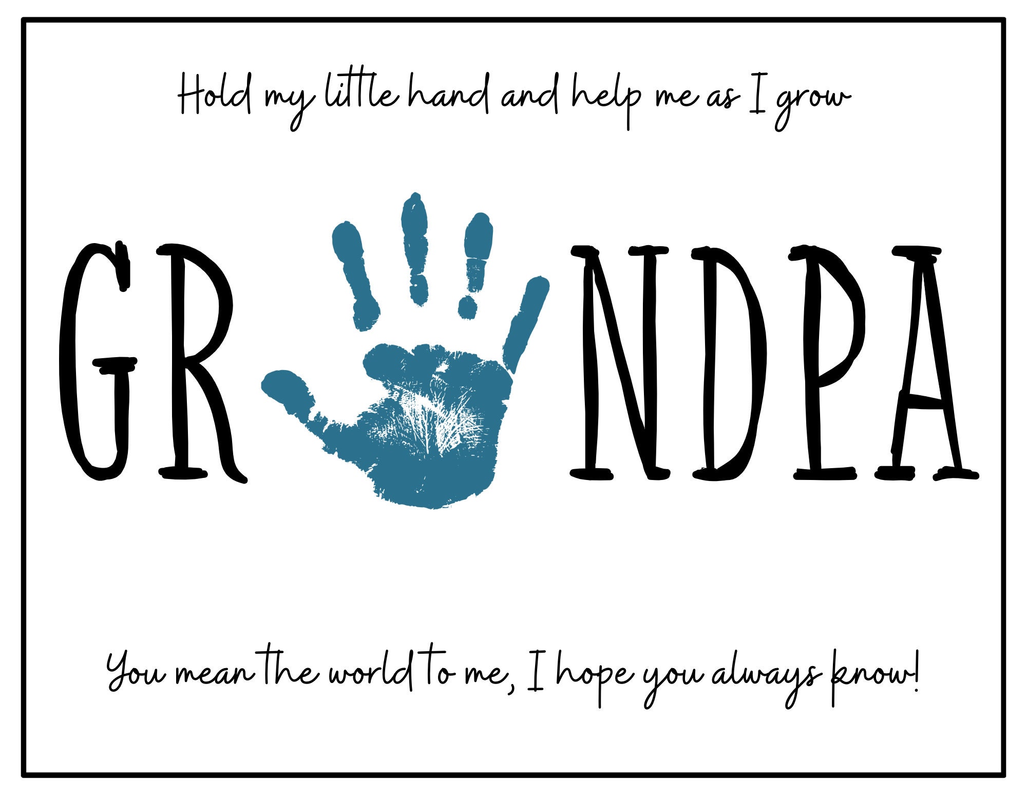Handprint Grandpa Printable Fathers Day T Fathers Day Art Fathers Day Craft