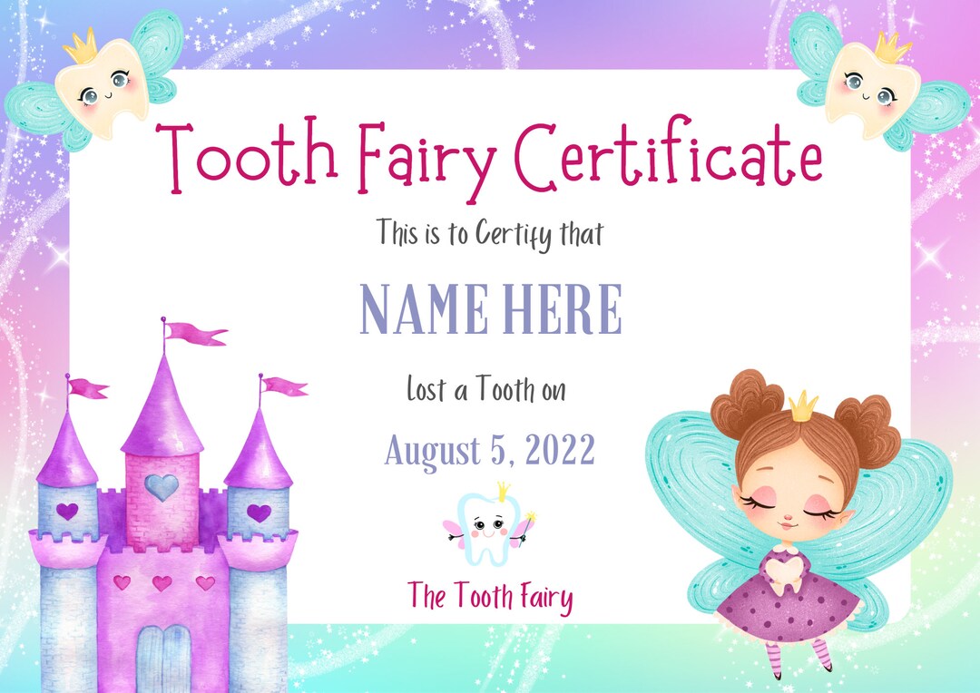 Editable Tooth Fairy Certificate / Digital Download / Tooth Fairy ...