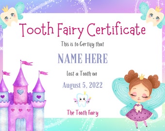 Editable Tooth Fairy Certificate - Etsy
