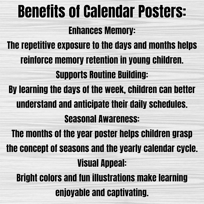 Pastel Color Printable Calendar Poster Set - Days of the Week & Months ...