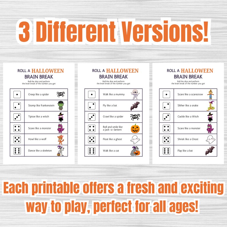 Halloween Roll the Dice Adventure: 3 Unique Printables for Spooky Fun ...