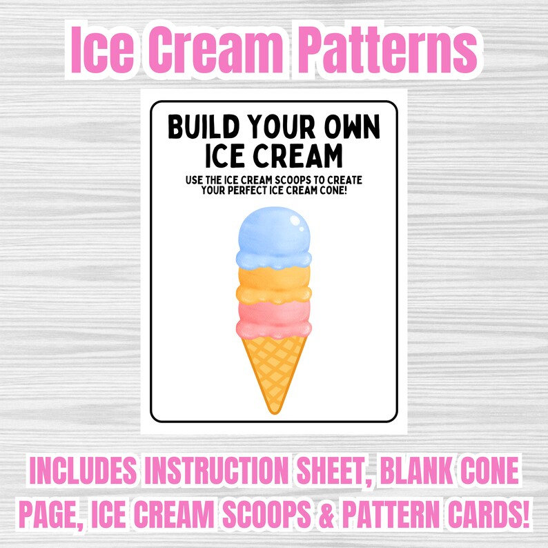 Printable Ice Cream Pattern Building Set – 16 Fun Pattern Cards, 8 ...