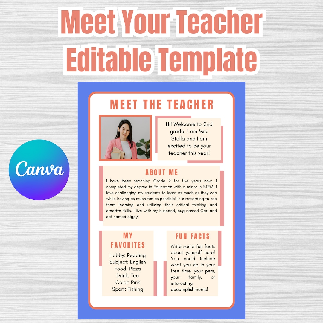 Editable Meet the Teacher Template: Back-to-school Introduction (canva ...