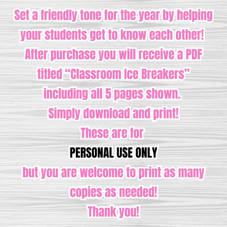 Fun Classroom Ice Breaker & Get-to-know-you Printables - 5 Adorable ...