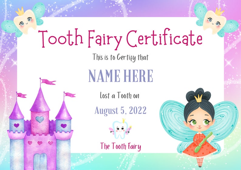 Editable Tooth Fairy Certificate / Digital Download / Tooth - Etsy