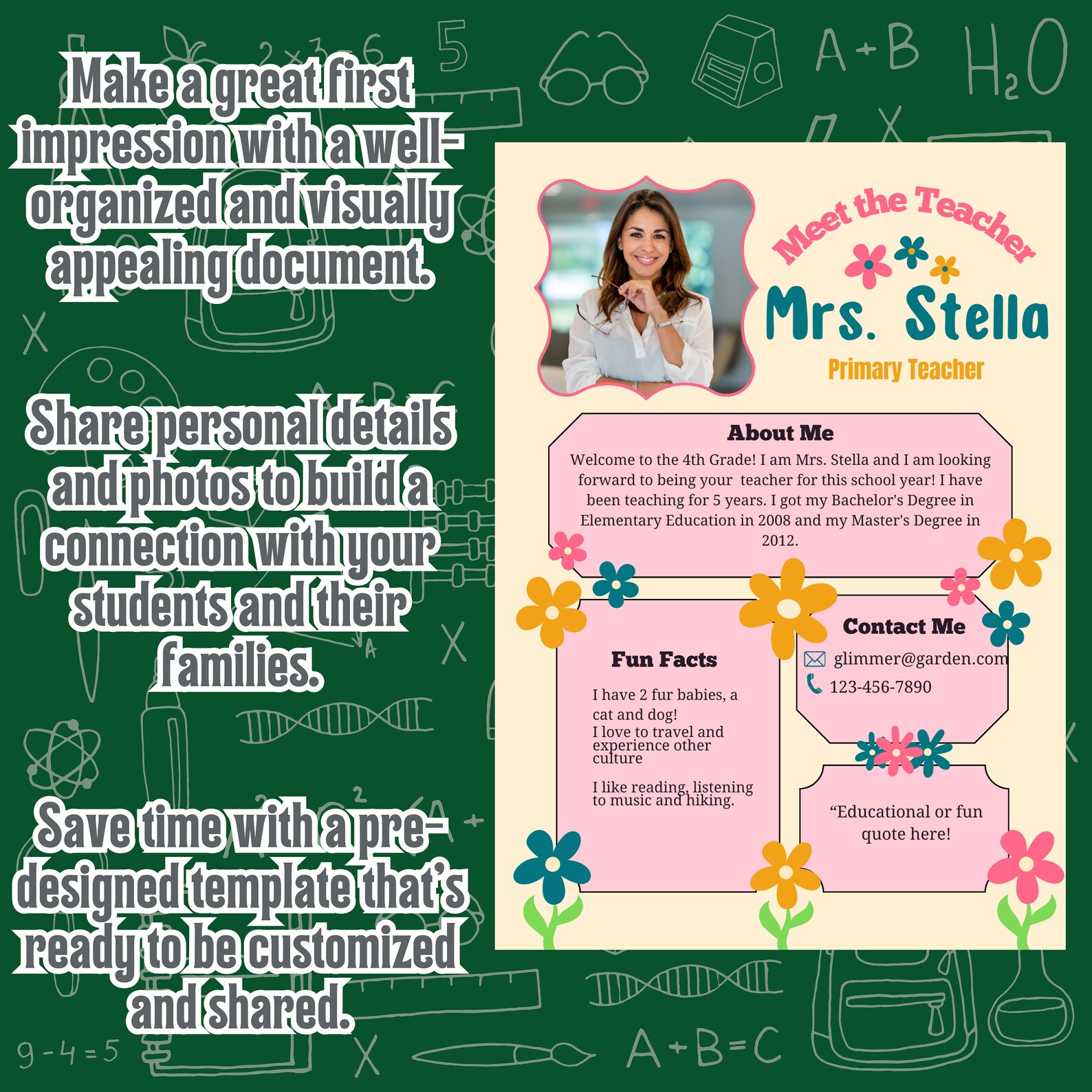 Editable Meet the Teacher Template: Back-to-school Introduction (canva ...