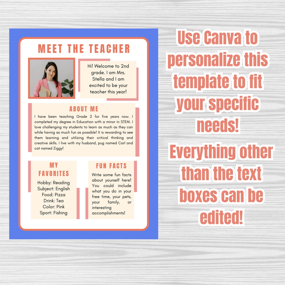 Editable Meet the Teacher Canva Template - Cute & Customizable Back-to ...