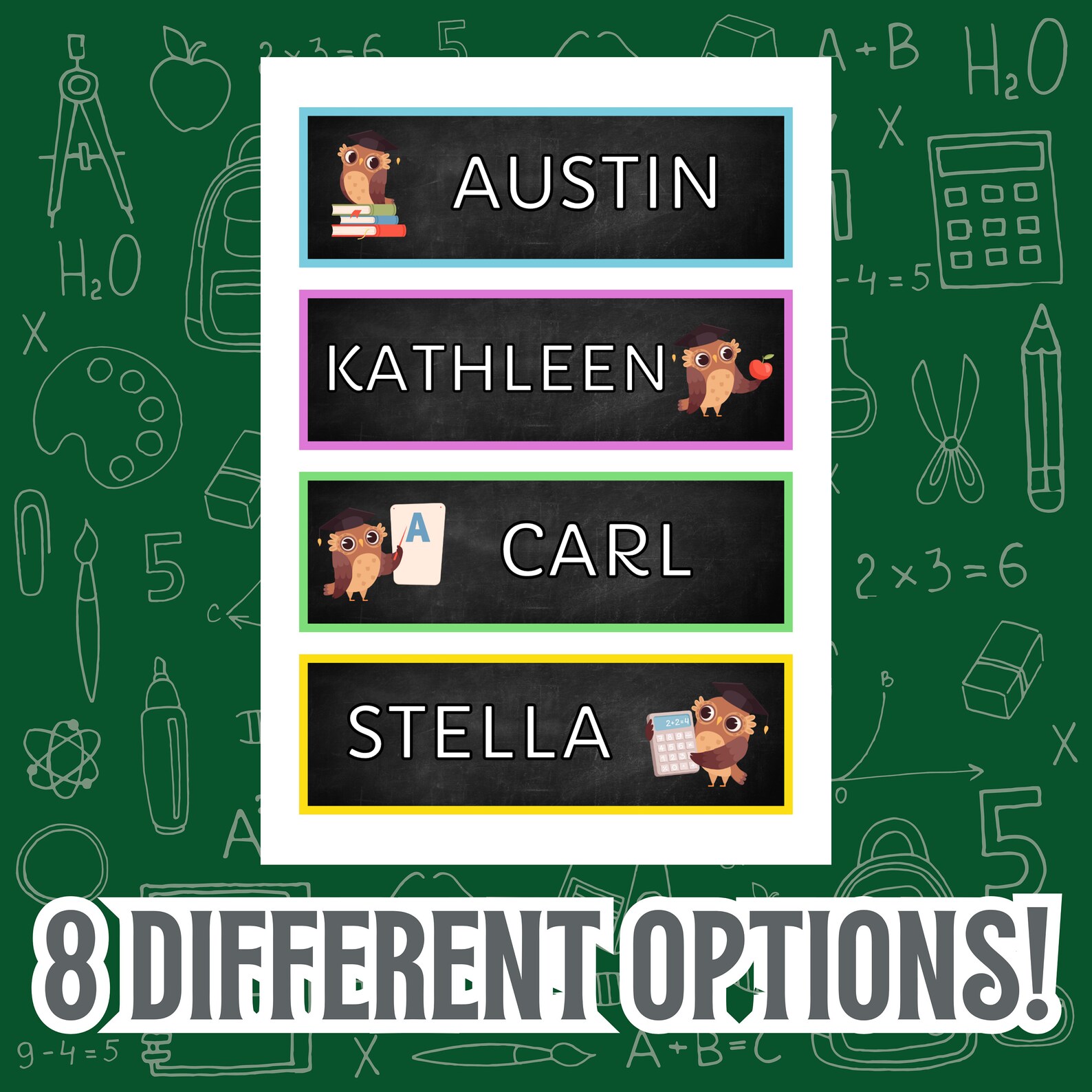 Owl Class Name Labels: Editable Teacher Canva Template (digital ...