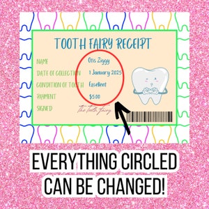 Editable Tooth Fairy Receipt Templates: 10 Fun Designs (canva) - Etsy