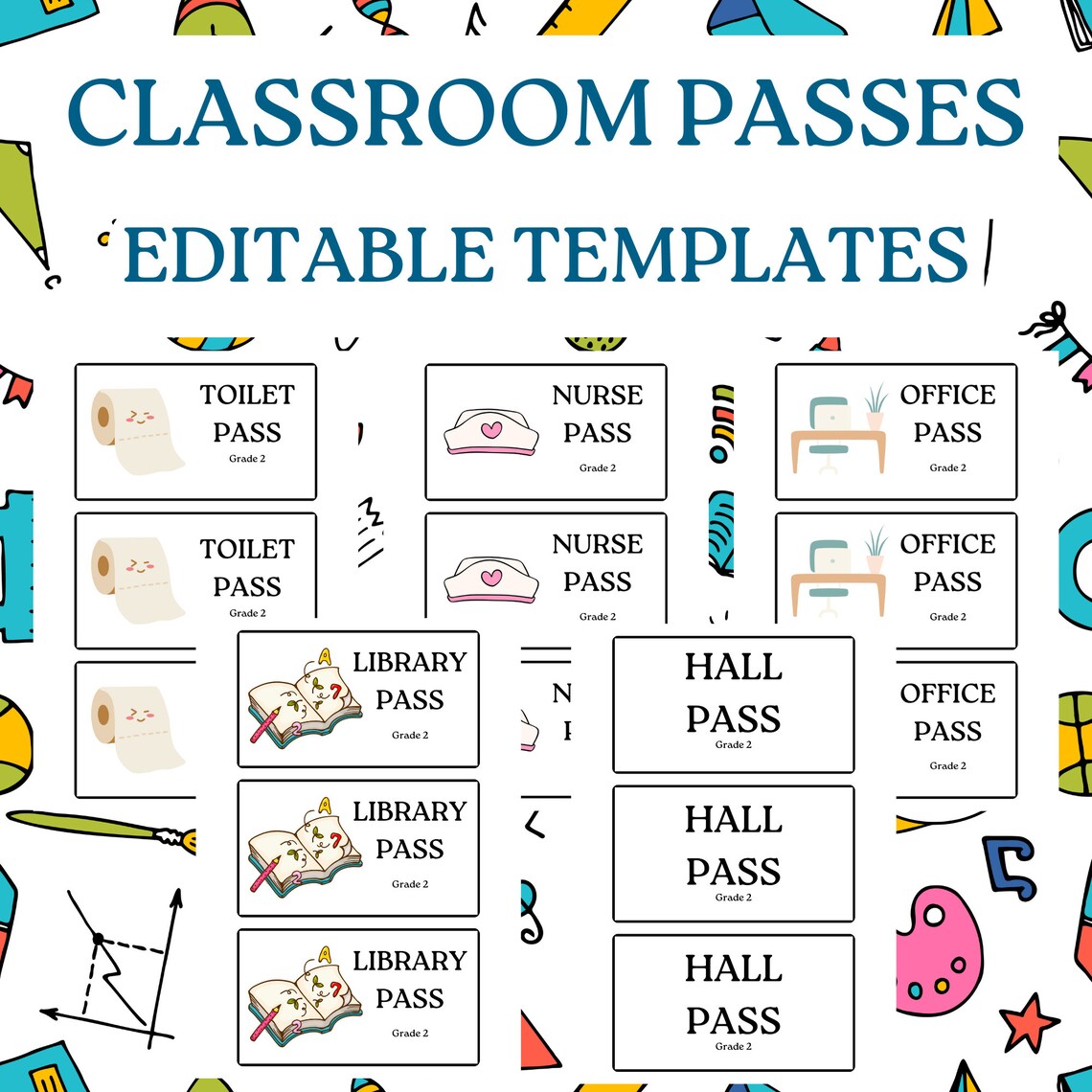 Editable Classroom Passes: Printable Teacher Resources (instant ...