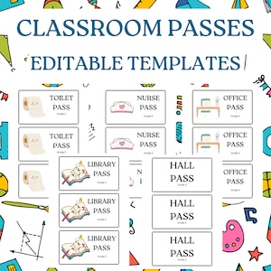 Editable Classroom Passes: Printable Teacher Resources (instant ...