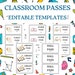 Editable Classroom Passes: Printable Teacher Resources (instant ...