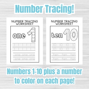 Fun & Cute Printable Number Tracing Worksheets 1-10 - Color-in Numbers ...
