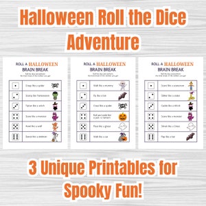 Halloween Roll the Dice Adventure: 3 Unique Printables for Spooky Fun ...
