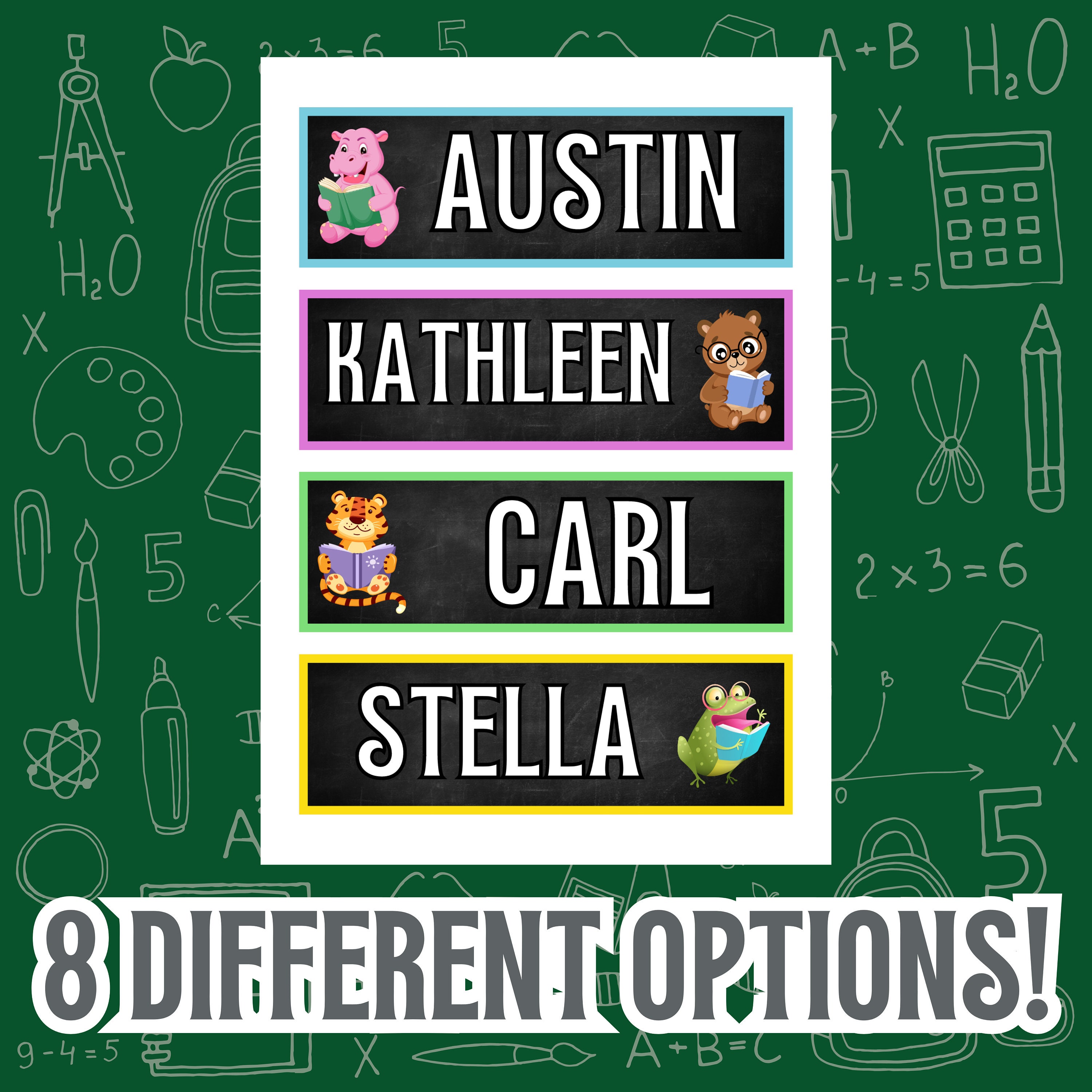 Animals Reading Name Labels: Editable Classroom Decor (canva Template ...