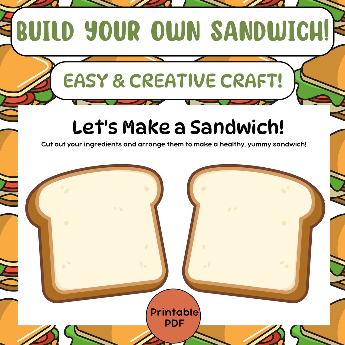 Build Your Own Sandwich Printable Kit - Includes Instruction/bread Page ...