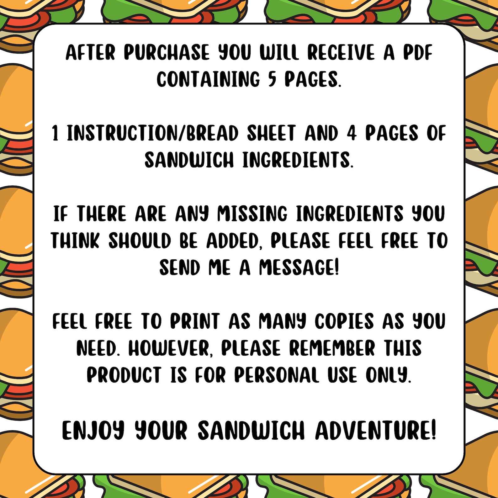 Build Your Own Sandwich Printable Kit: Fun Kids Activity (PDF) - Etsy