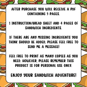 Build Your Own Sandwich Printable Kit - Includes Instruction/bread Page ...