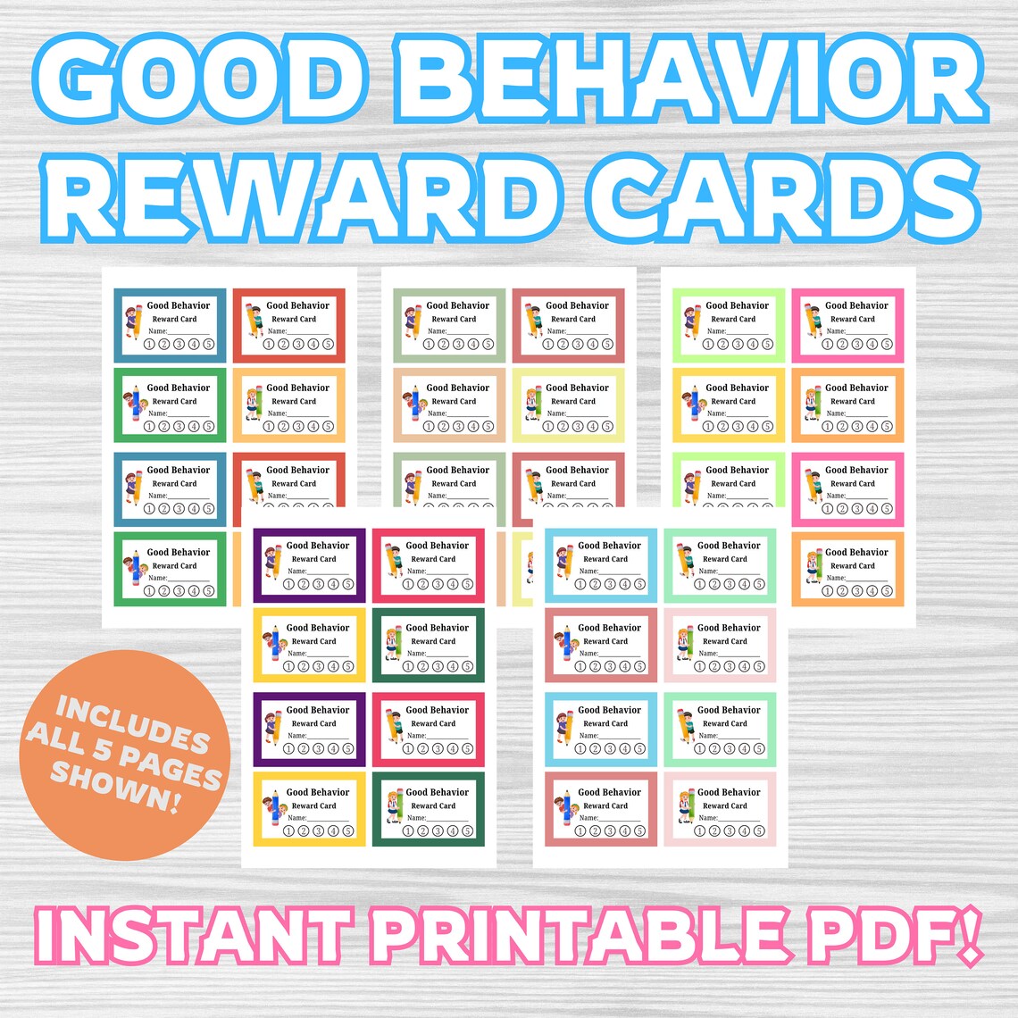 Printable Punch Reward Cards for Kids – Set of 5 Colorful Themes | Fun ...