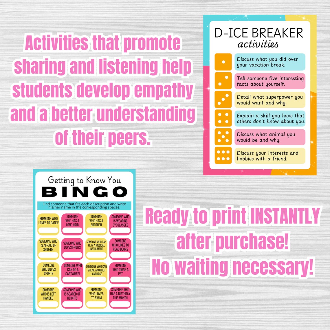 Fun Classroom Ice Breaker & Get-to-know-you Printables - 5 Adorable ...