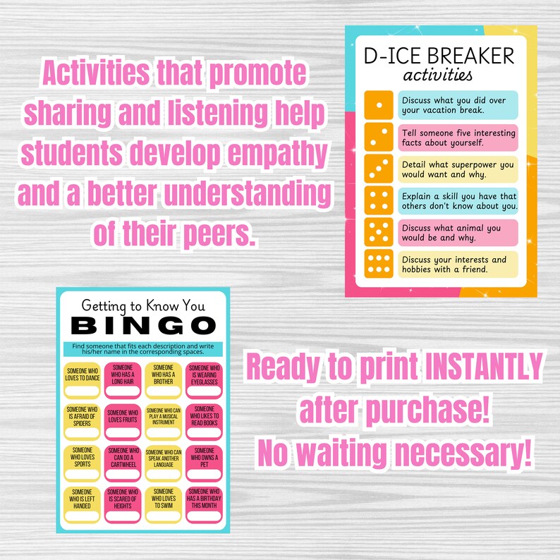Fun Classroom Ice Breaker & Get-to-know-you Printables - 5 Adorable ...