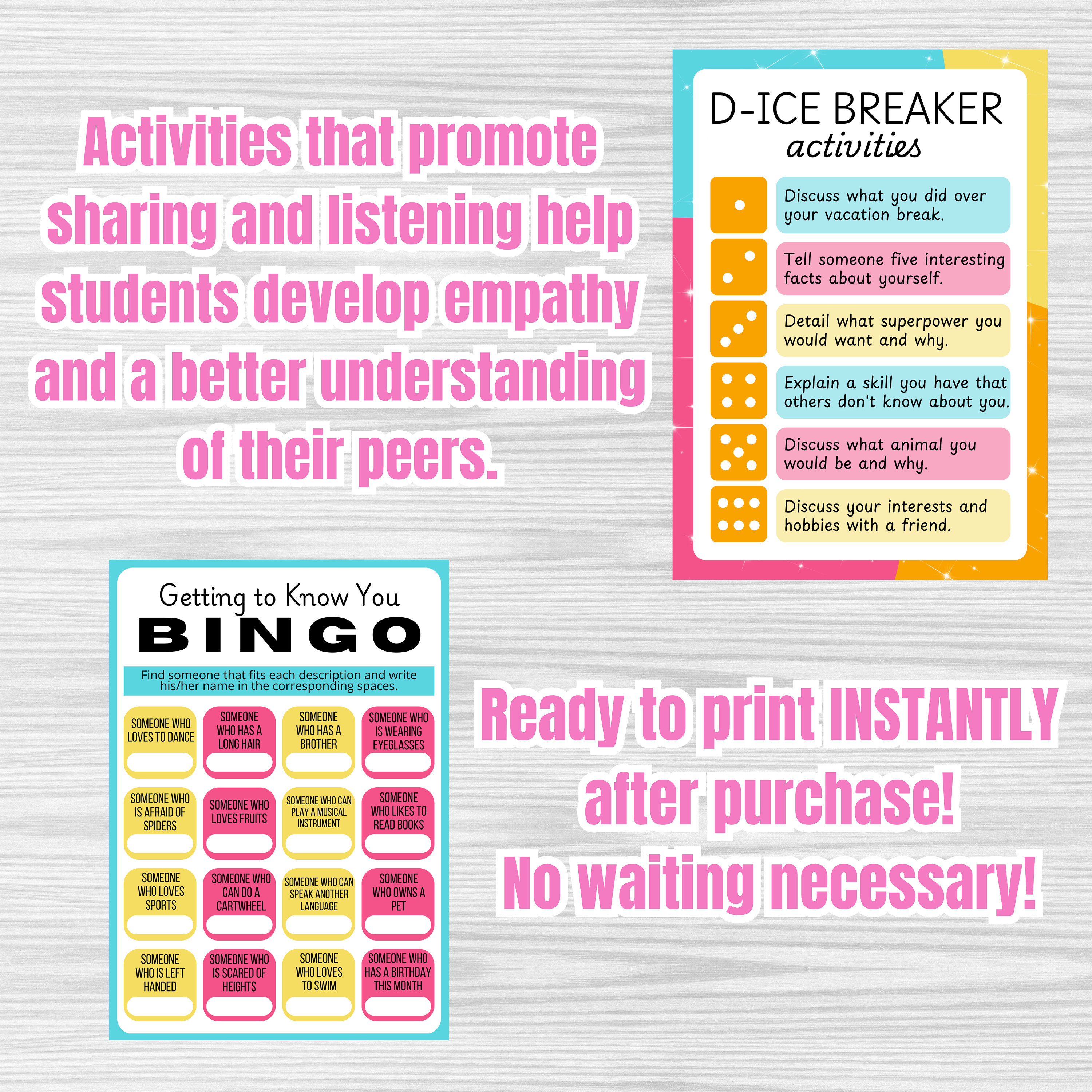 Fun Classroom Ice Breaker & Get-to-know-you Printables - 5 Adorable ...
