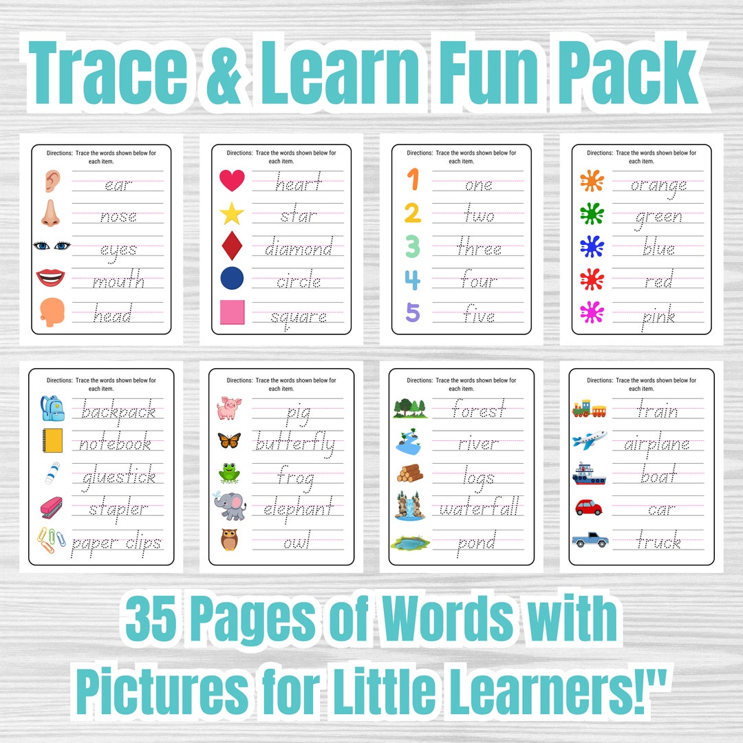 Trace & Learn Fun Pack: 35 Pages of Words With Pictures for Little ...