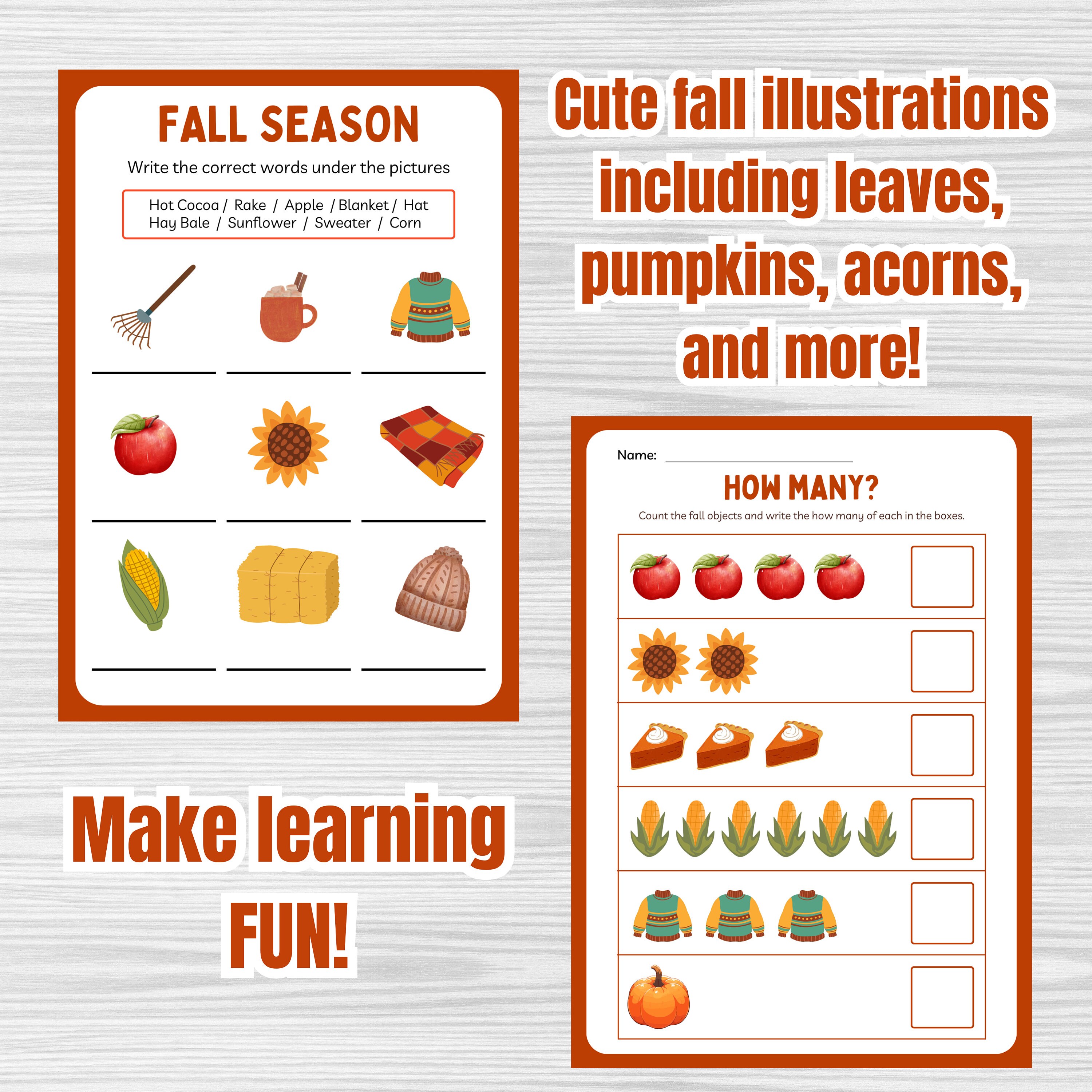 25 Fall-themed Preschool Worksheets: Counting, Patterns, Tracing ...