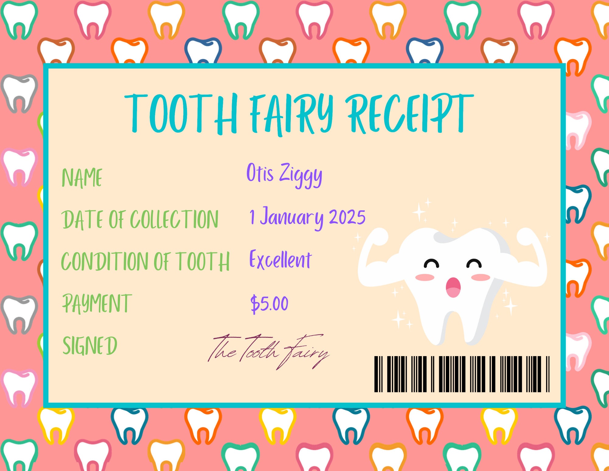 Editable Tooth Fairy Receipt / Digital Download / Tooth Fairy Printable ...