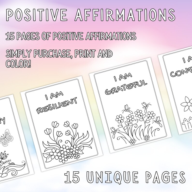 Positive Affirmation Coloring Sheets - Inspirational Coloring Pages ...