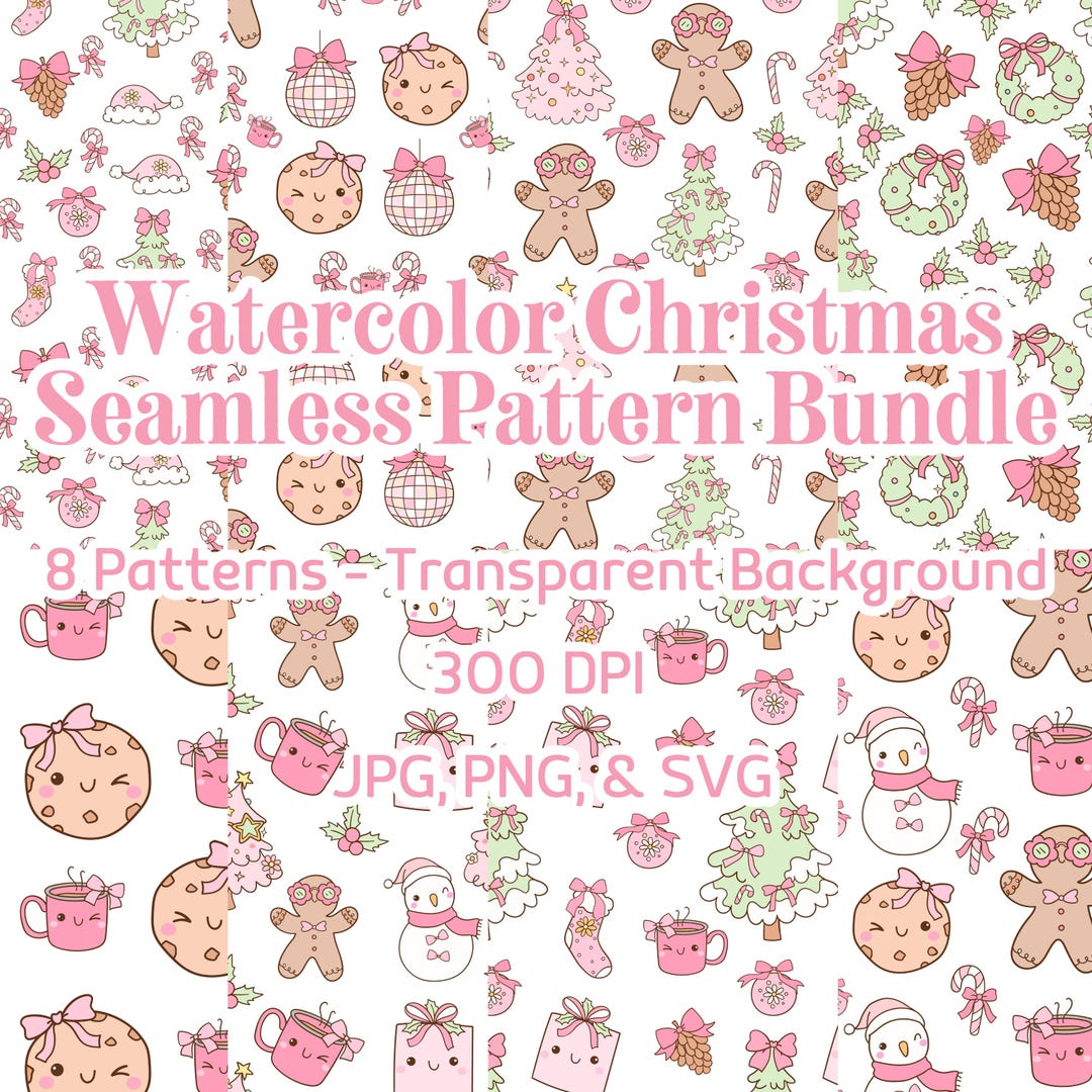 Coquette Christmas Seamless Patterns – Chic Holiday Designs (JPG, PNG ...