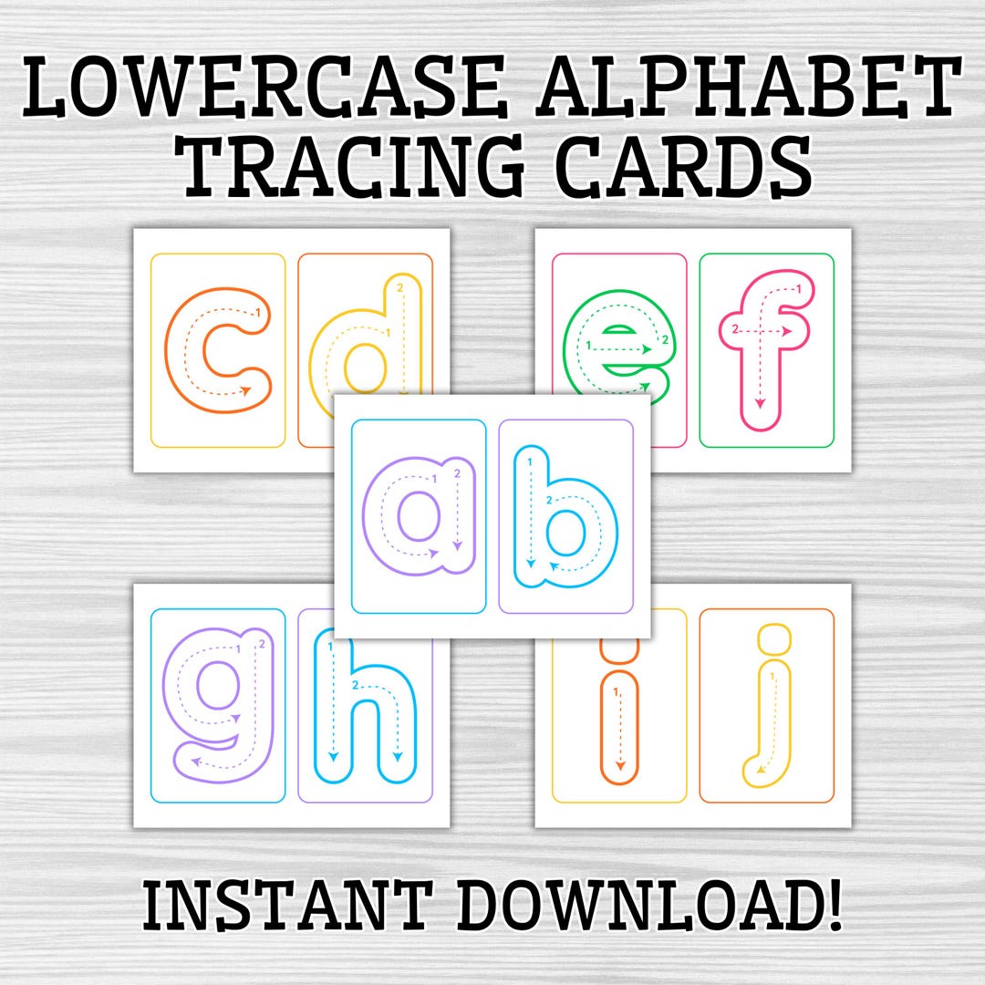 Printable Lowercase Alphabet Tracing Cards – A–z Letters – Preschool ...