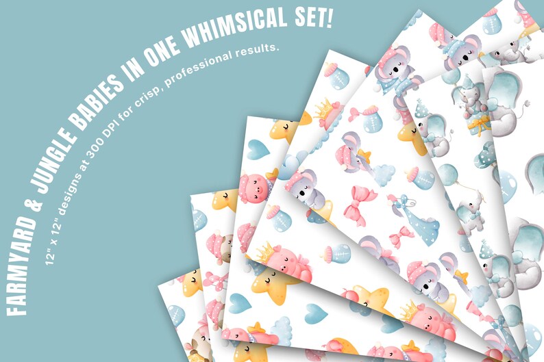 Baby Animal Seamless Patterns – Nursery Designs (JPG, PNG, SVG) - Etsy
