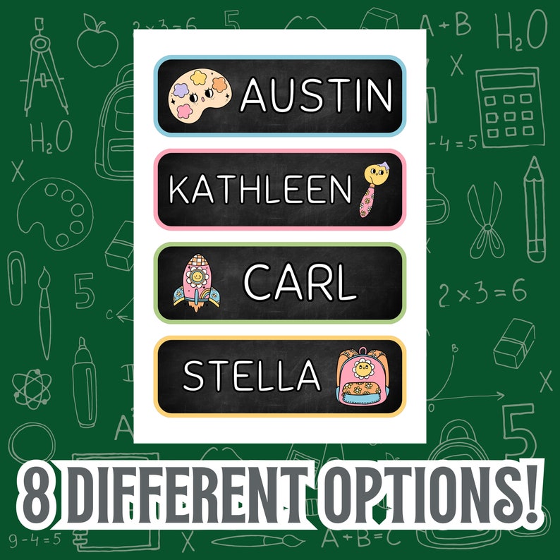 Groovy School Class Name Labels - Editable Canva Template With 8 Unique ...