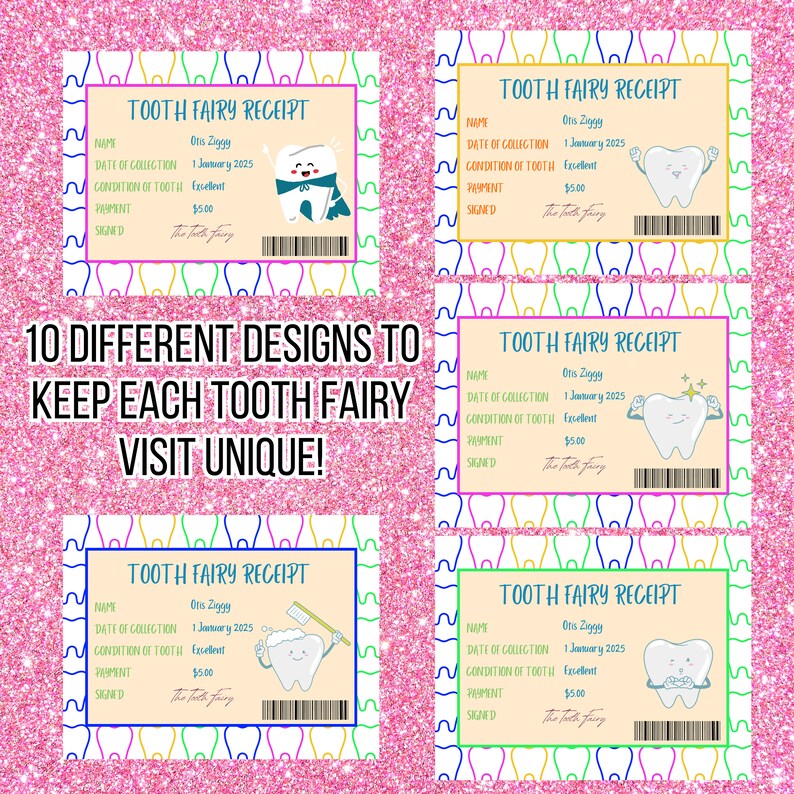 Editable Tooth Fairy Receipt Templates: 10 Fun Designs (canva) - Etsy
