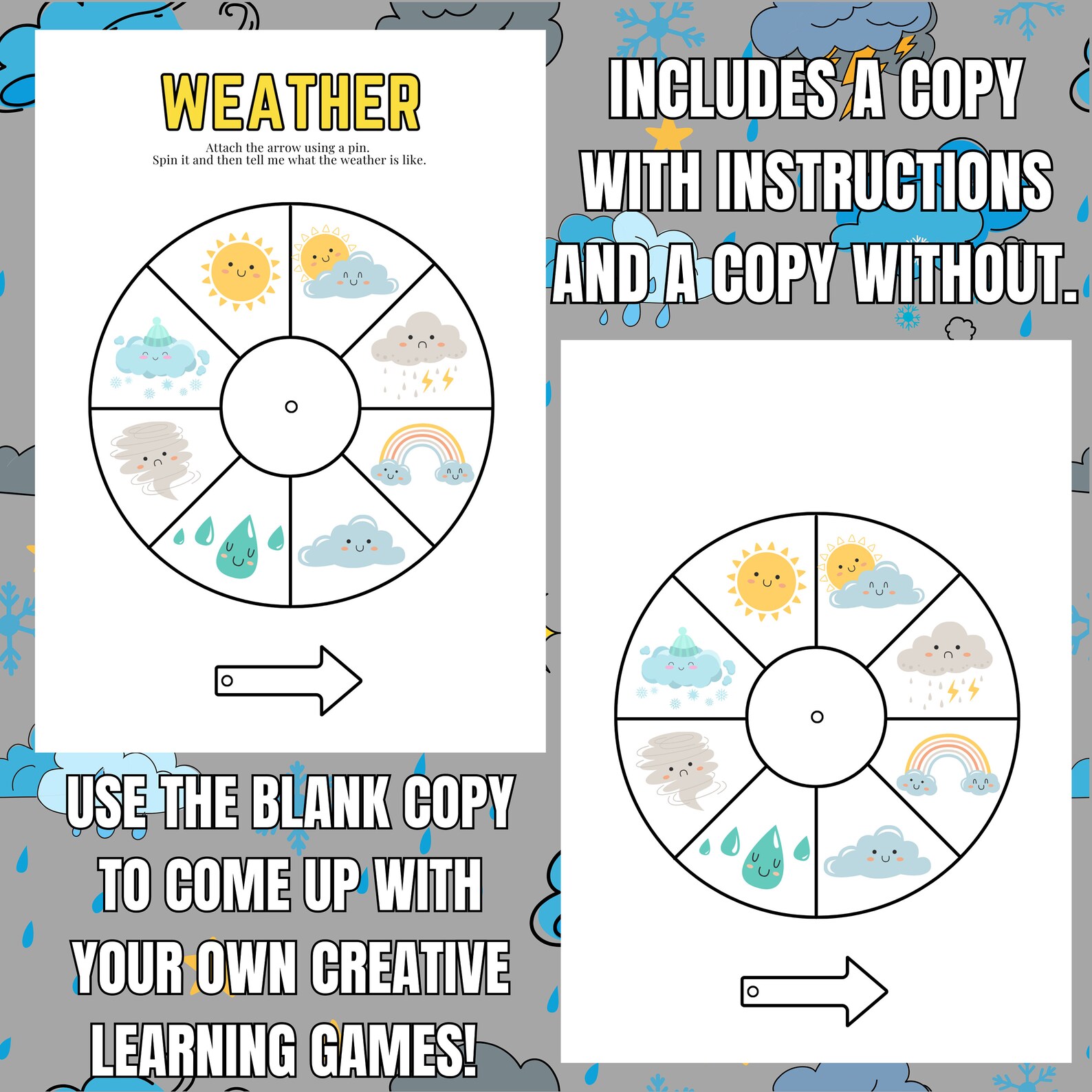 Instant Download Weather Wheel Activity - Fun DIY Weather Spinner With ...