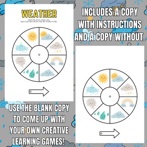Instant Download Weather Wheel Activity - Fun DIY Weather Spinner With ...